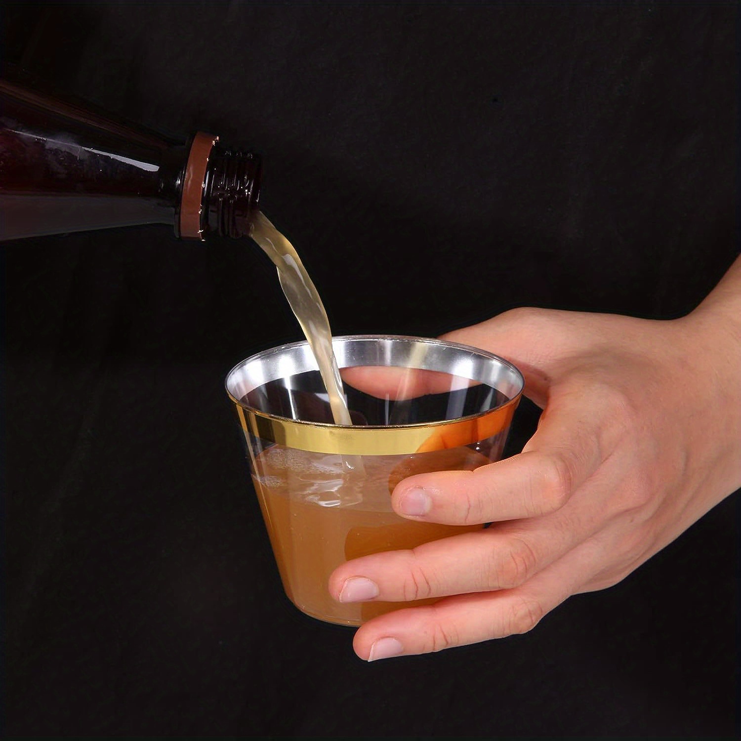 Golden Plastic Cups Clear Plastic Cups Tumblers Elegant - Temu