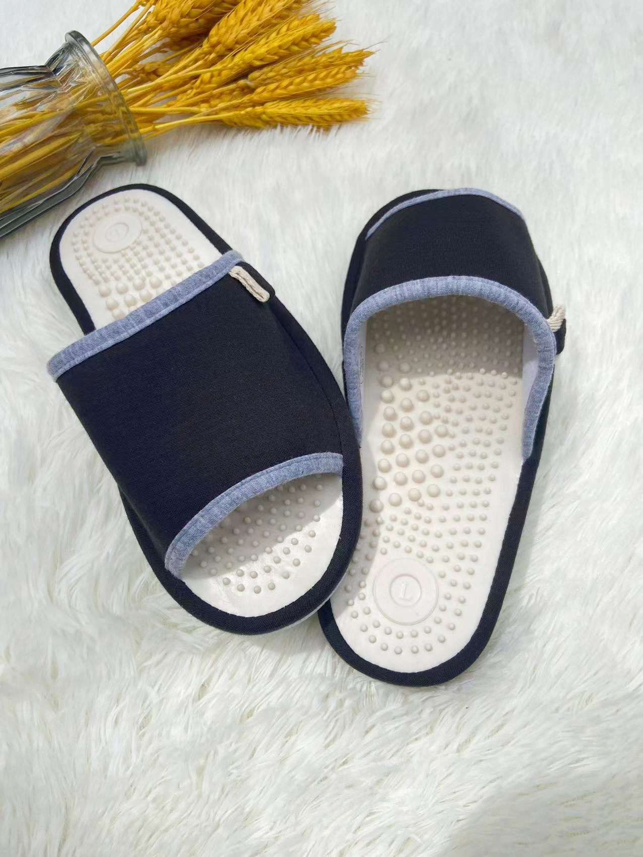 Solid Color Home Slippers Slip Open Toe Non slip Massage - Temu United ...