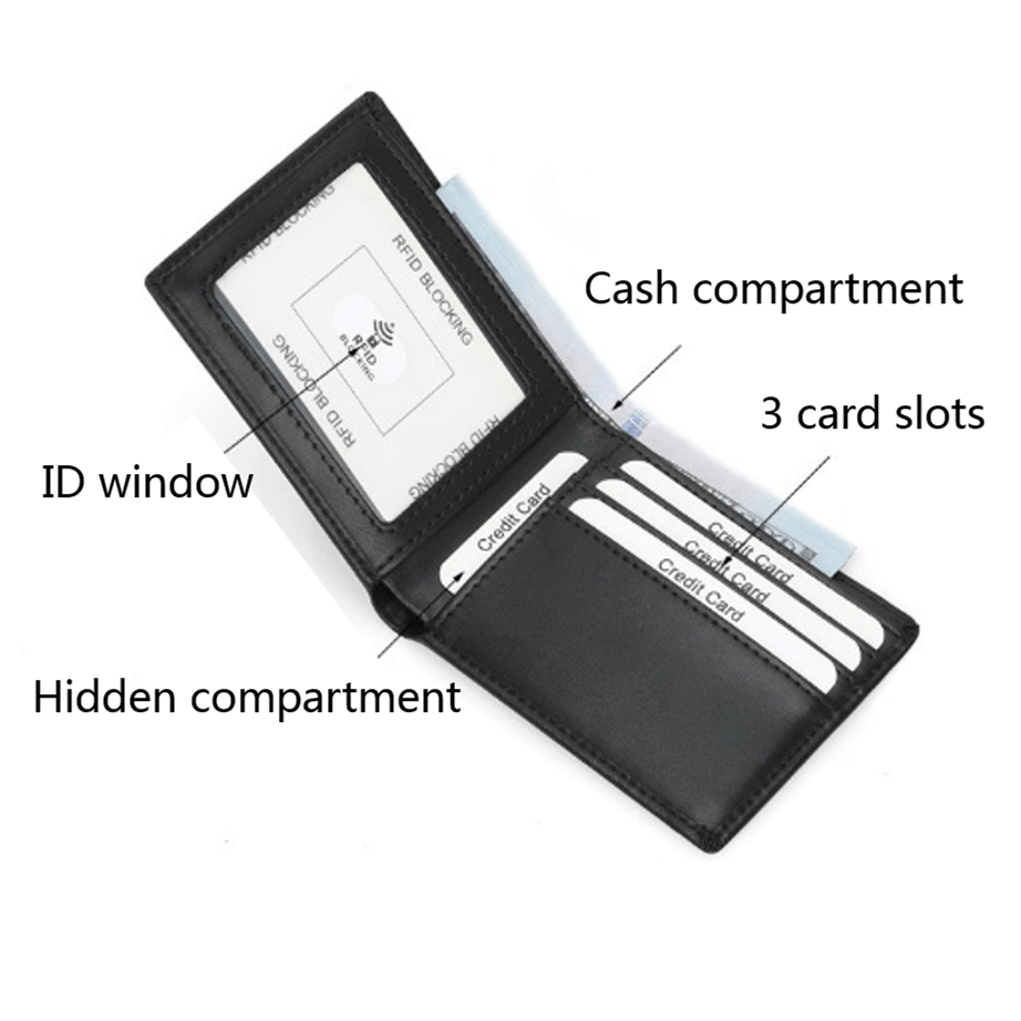 Men's Bifold Wallet Id Window Rfid Blocking Slim Minimalist - Temu