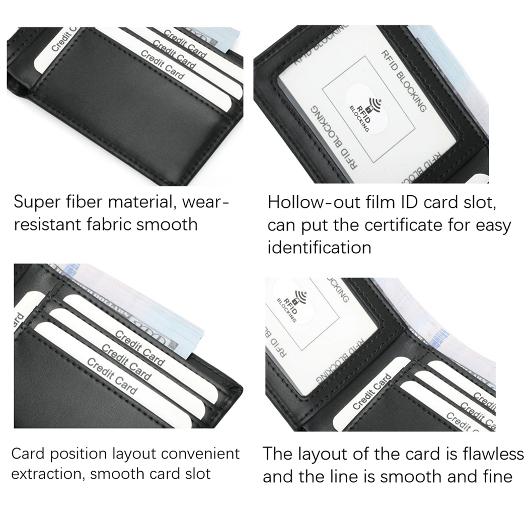 Men's Bifold Wallet Id Window Rfid Blocking Slim Minimalist - Temu