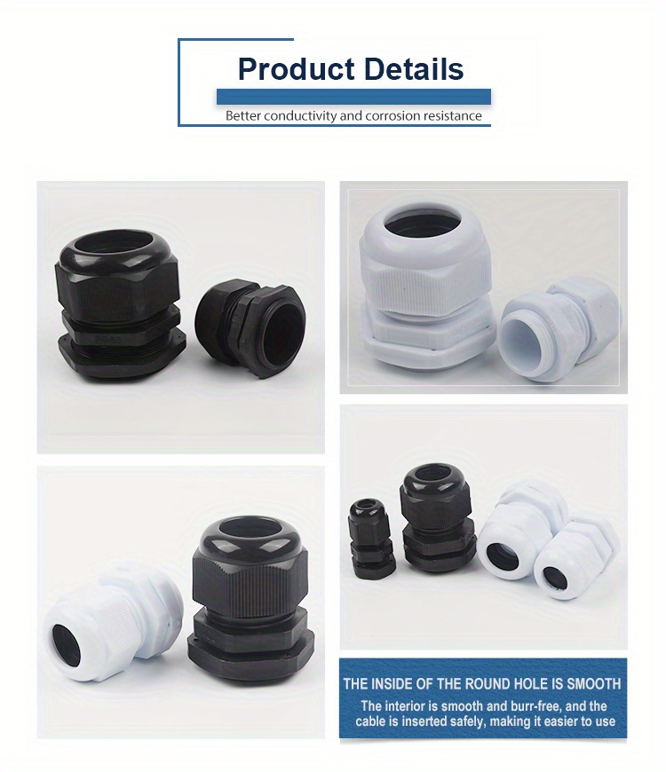 50pcs Waterproof Cable Connector Waterproof Black Plastic Nylon ...