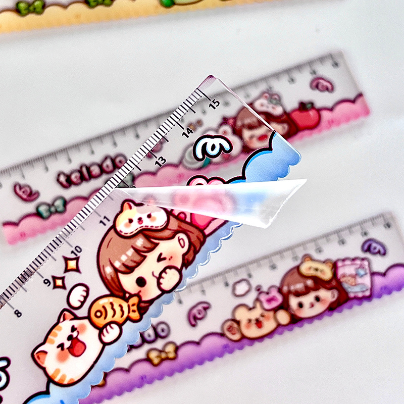Acrylic Cute Cartoon Ruler Measuring Range Cute Girl Pattern - Temu ...