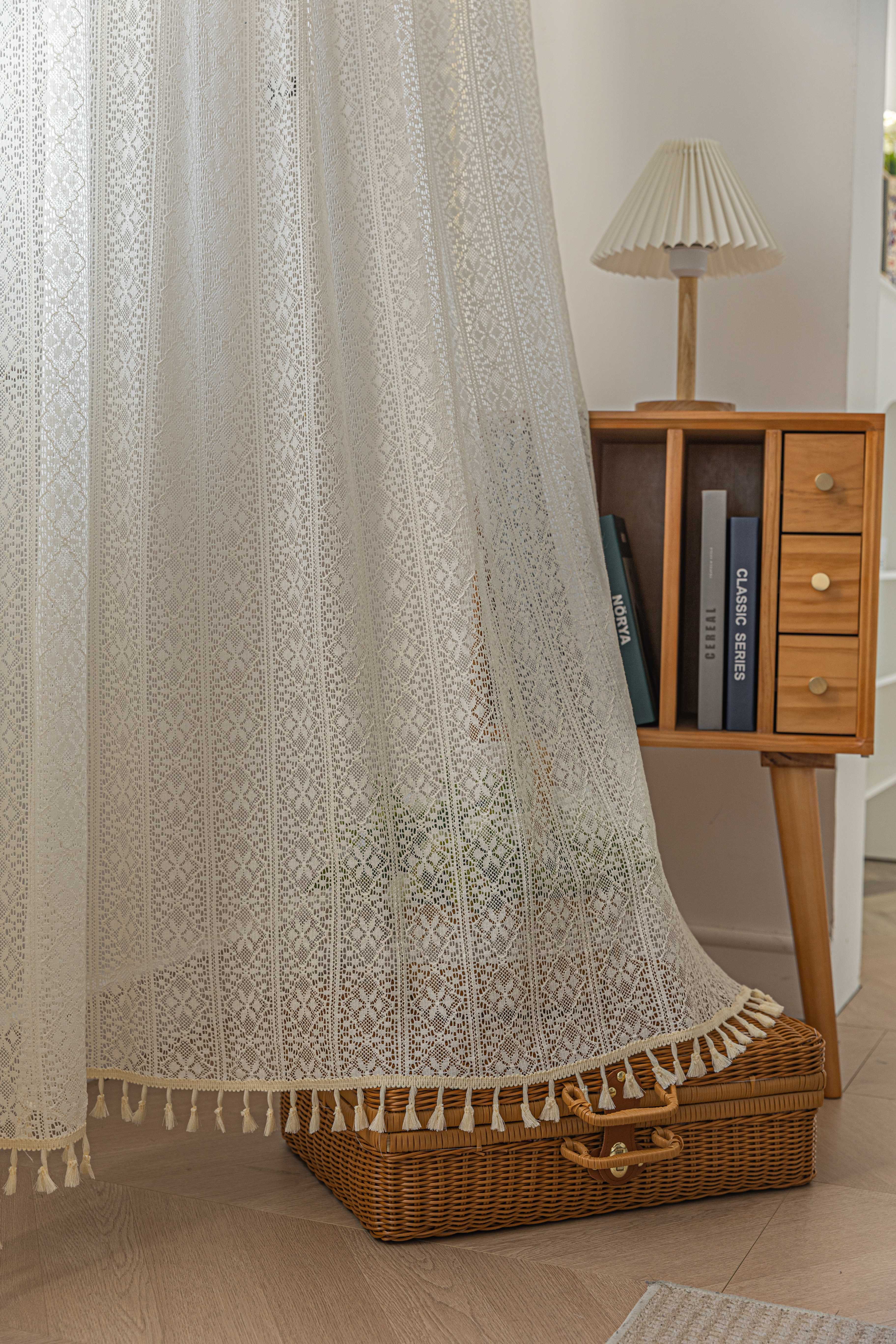 style hollowed curtains lace fringed translucent - {region_name}