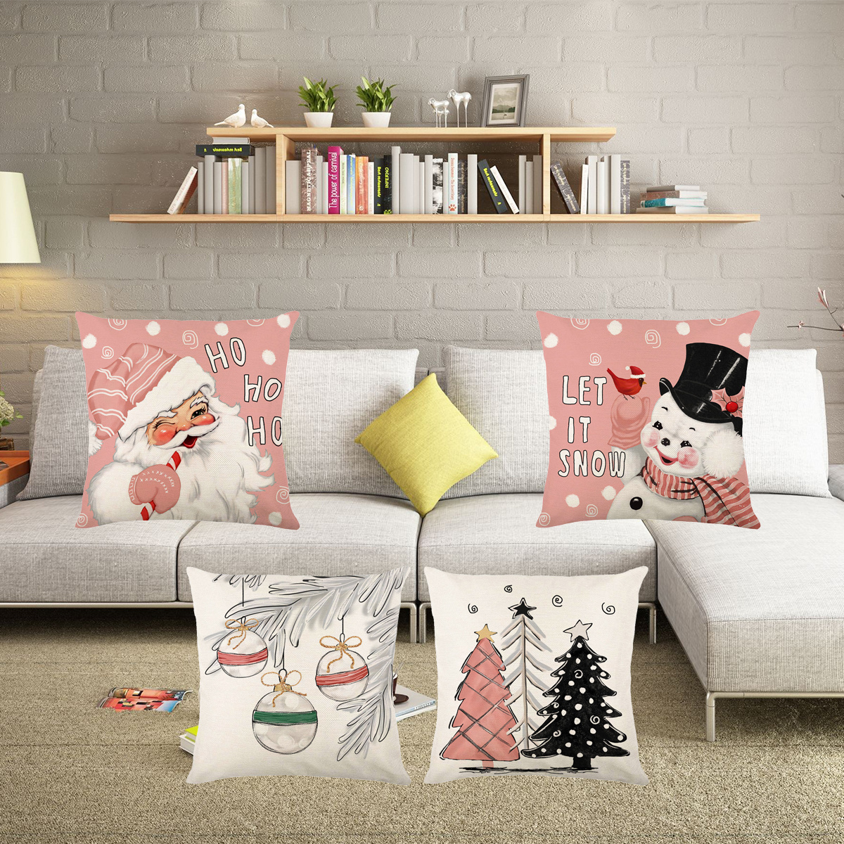Christmas Tree Print Decorative Pillow Snowman Home Decor - Temu ...