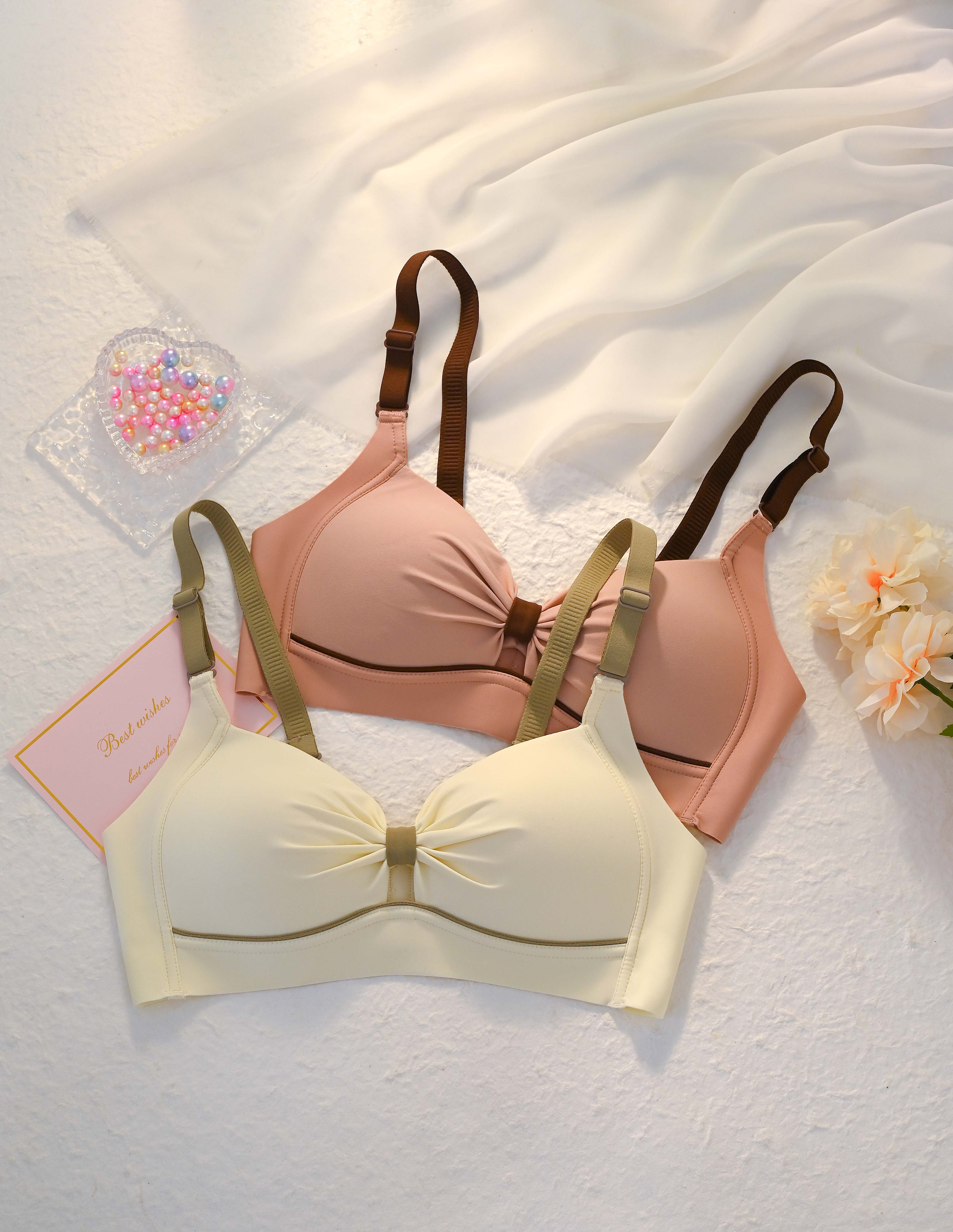 Colorblock Wireless Bra Comfy Breathable Push Intimates Bra - Temu