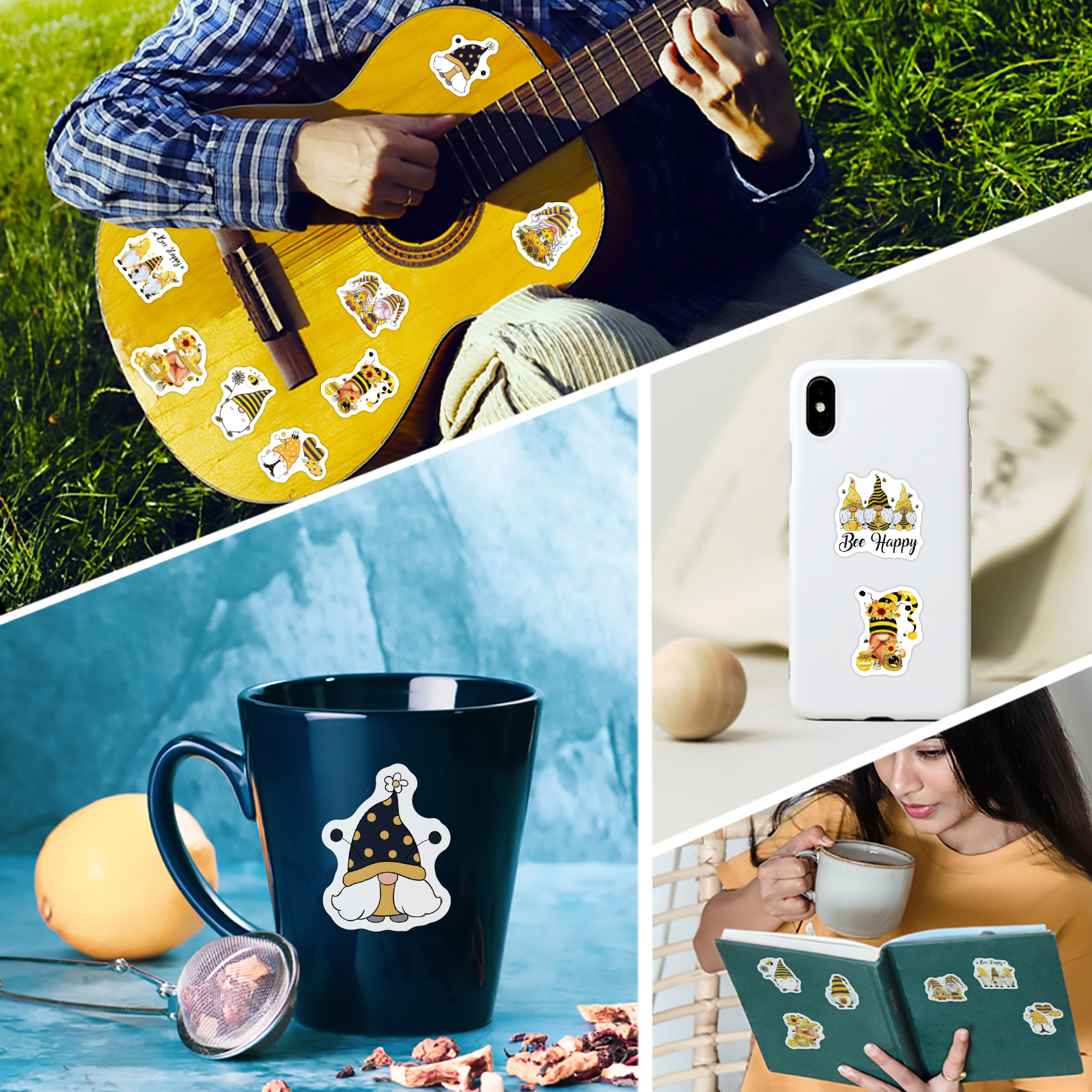 Bee Gnome Stickers Roll Cute Cartoon Aesthetic Vinyl Sticker - Temu