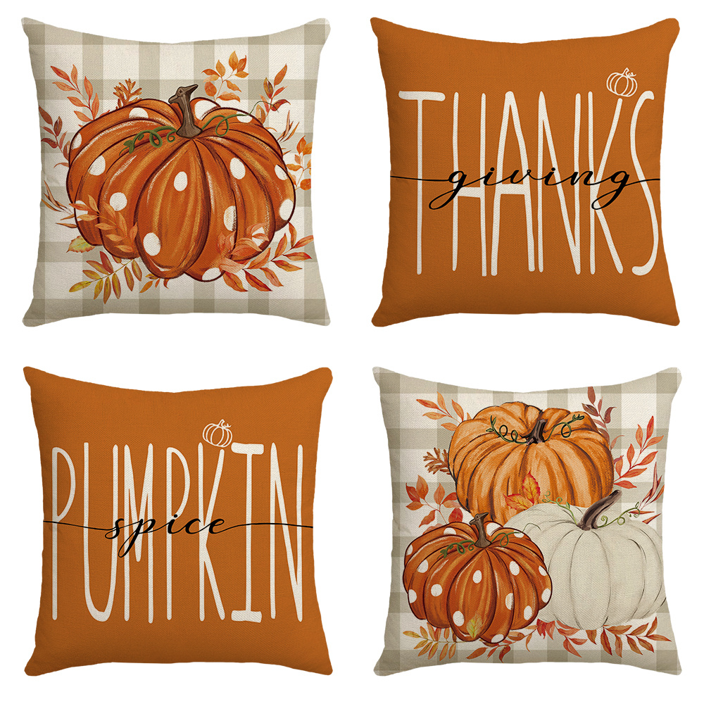Orange Fall Pumpkin Leaves Spots Striped Pillowcases - Temu Australia