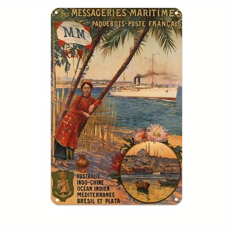 Messageries Maritimes Theme Metal Tin Signs Vintage Decor - Temu Australia