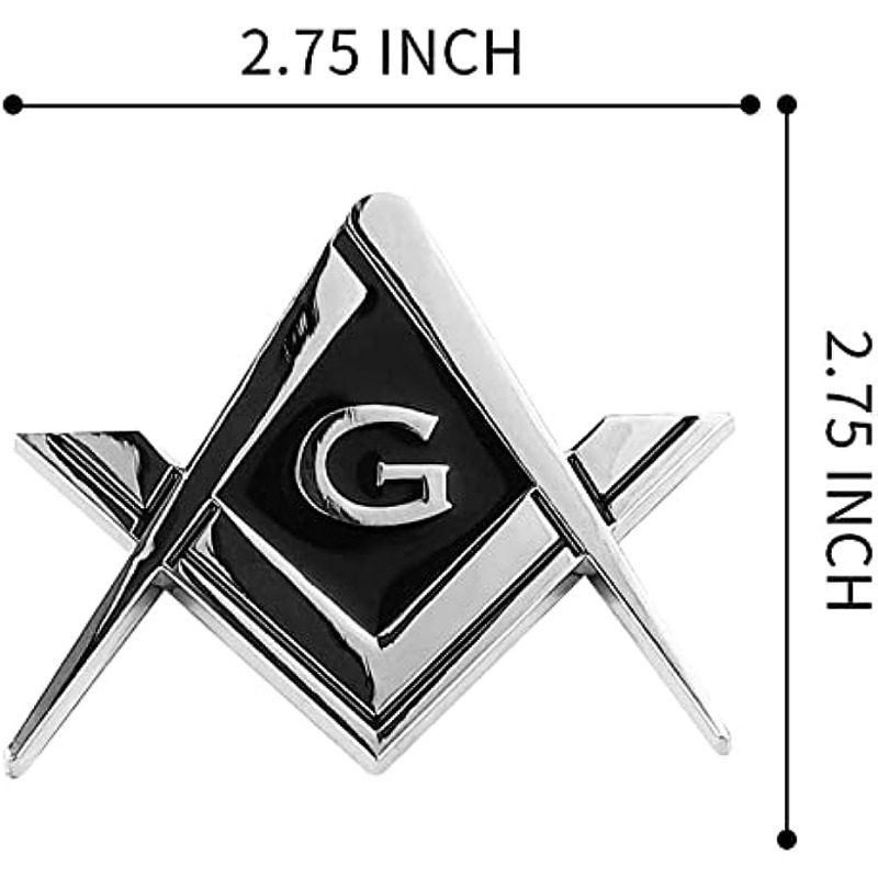 Chrome Plated Masonic Car Emblem Mason Square Compasses Auto - Temu ...