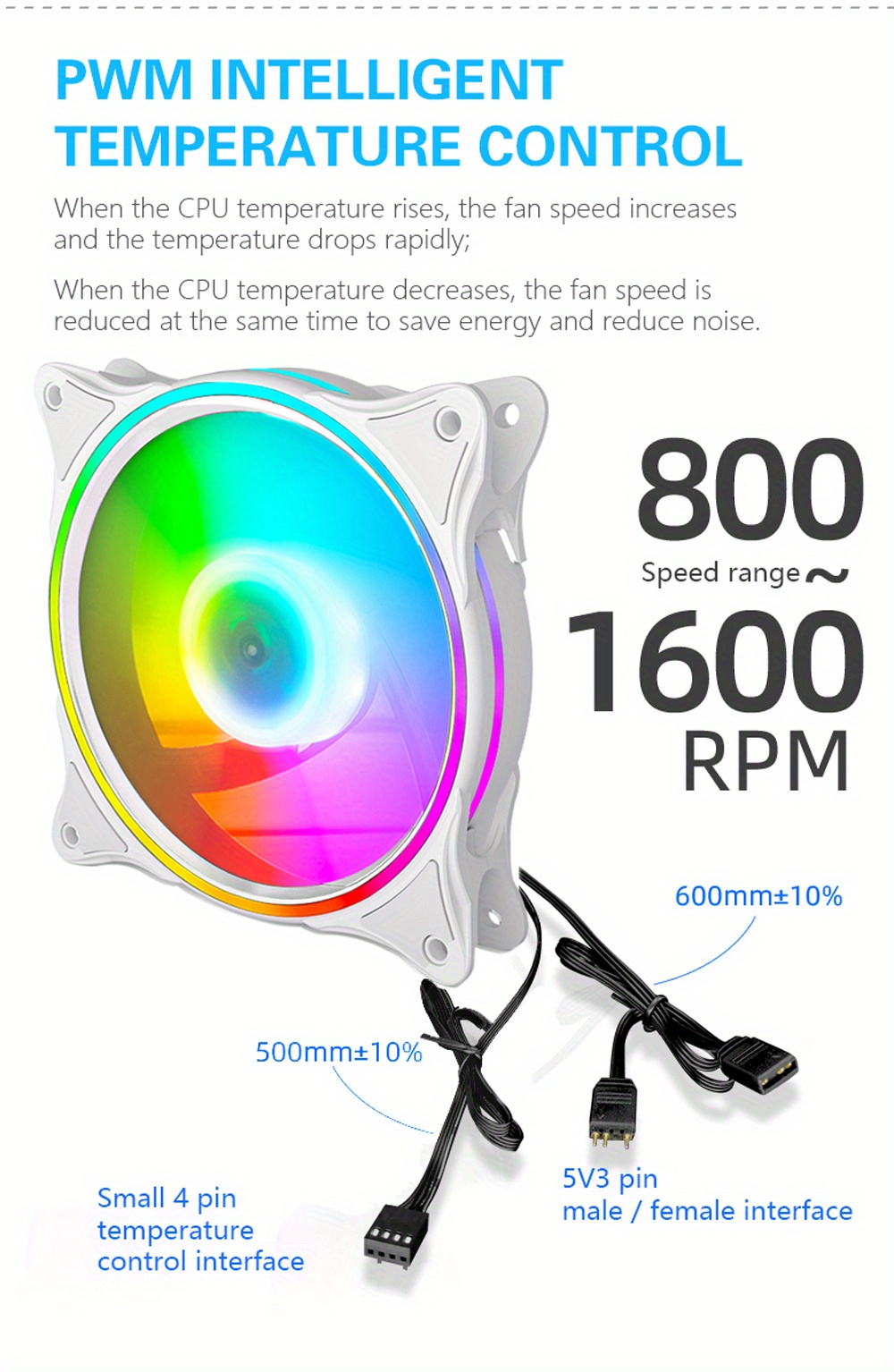 Tishric Argb Computer Case Fan Pc Rgb Fan 4pin Pwm Cpu - Temu