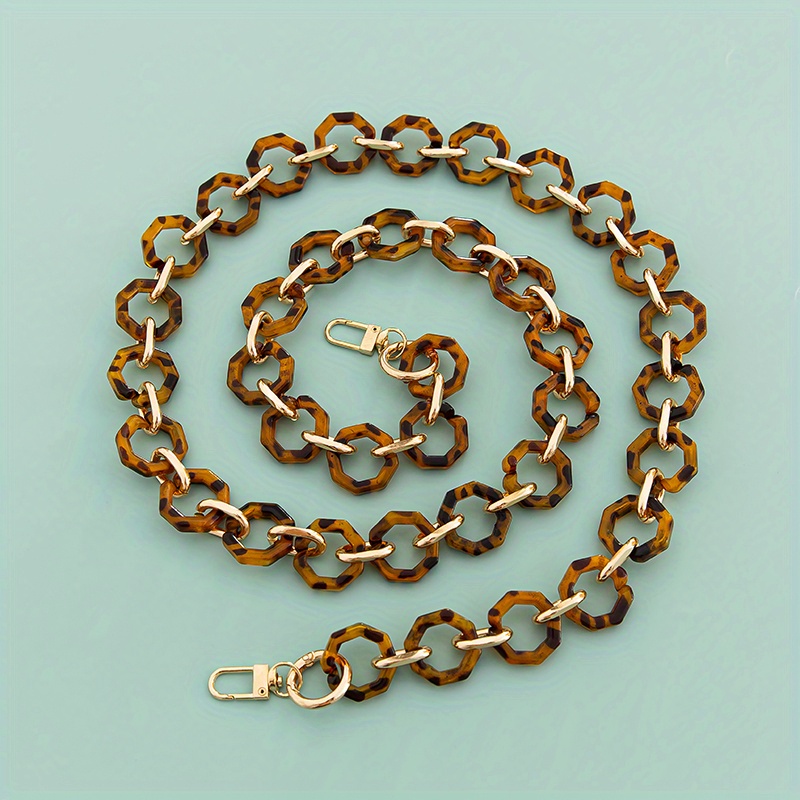 Acrylic Leopard Print Mixed Metal Chain Crossbody Ladies Bag - Temu New ...