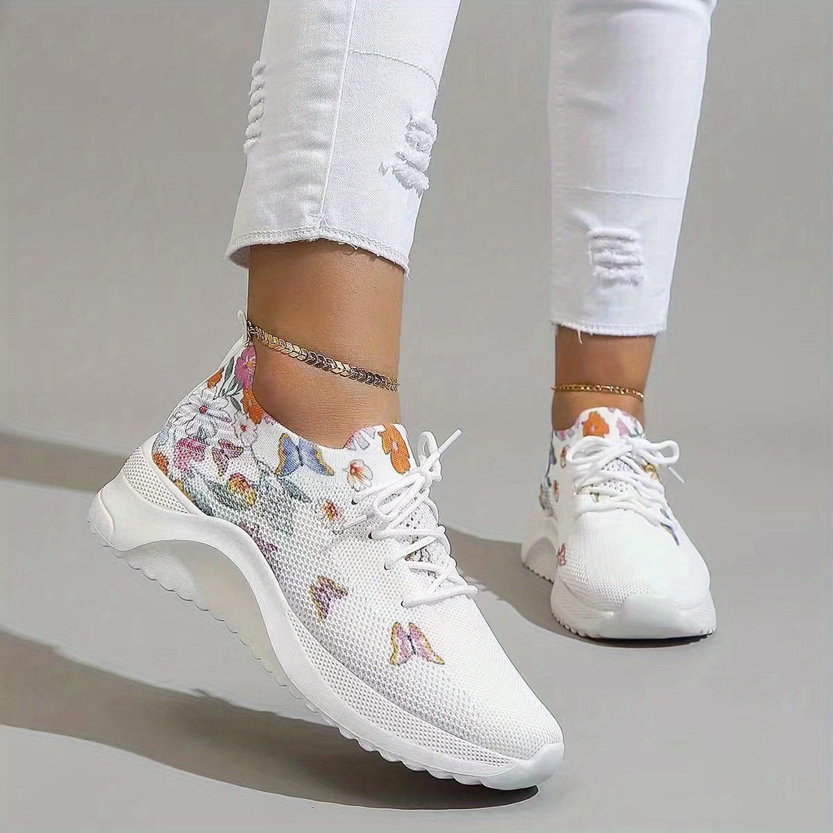 Butterfly Flower Pattern Mesh Breathable Running Shoes - Temu United ...