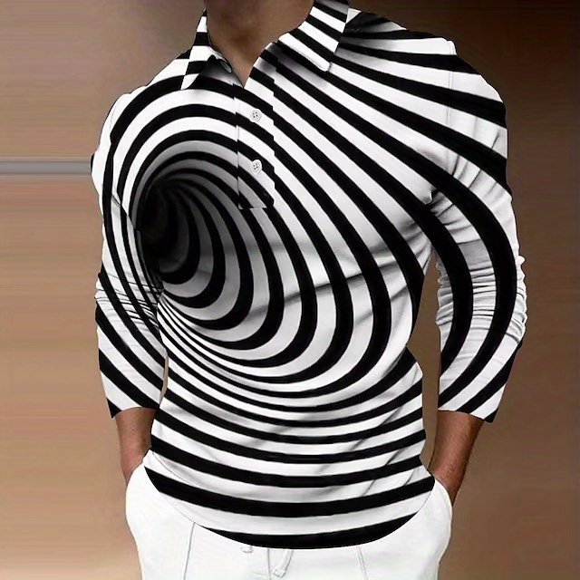 Πουκάμισο oversized Ανδρικό Vision Illusion Stripes με - Temu Cyprus
