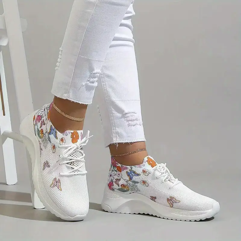 Butterfly Flower Pattern Mesh Breathable Running Shoes Temu United Kingdom