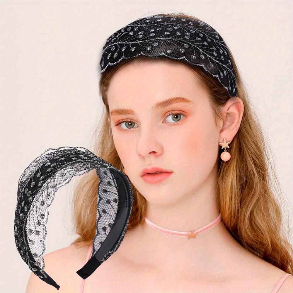 Wode Lace Head Hoop Flower Embroidered Hair Hoop Vintage - Temu United ...