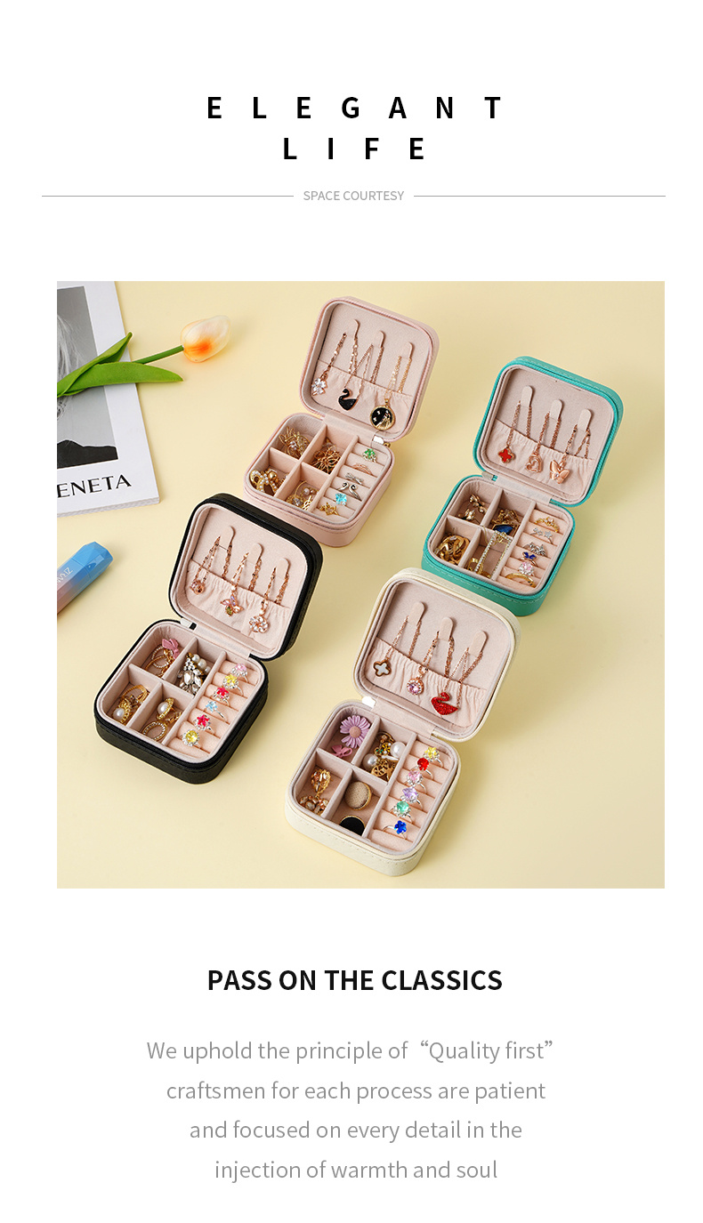 Simple Classic Mini Portable Zipper Jewelry Storage Box - Temu Australia