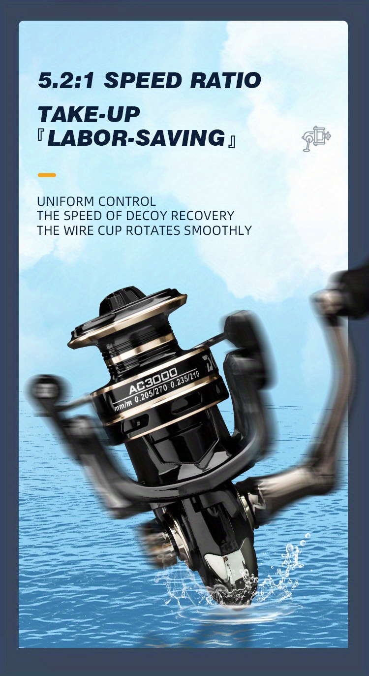 5.2:1 Gear Ratio Fishing Reel Stainless Steel Spinning Reel - Temu