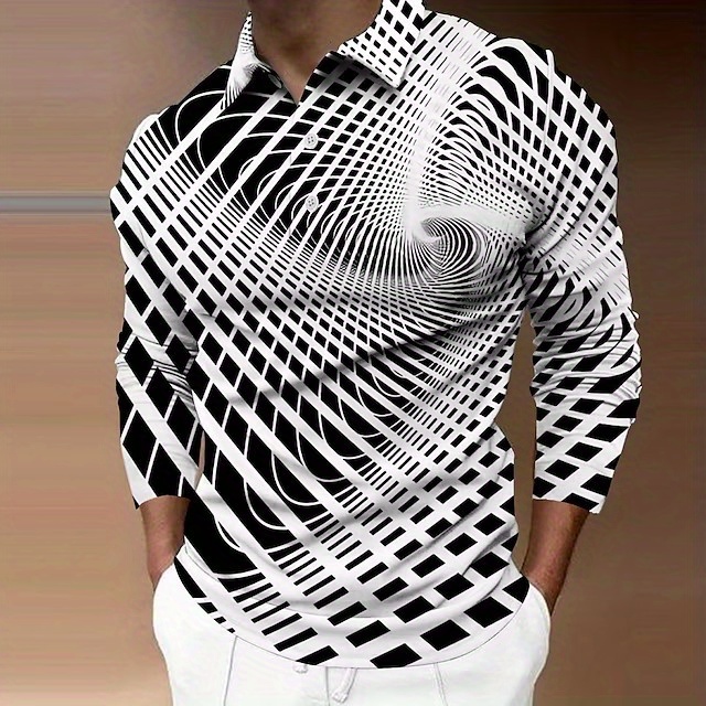 Πουκάμισο oversized Ανδρικό Vision Illusion Stripes με - Temu Cyprus