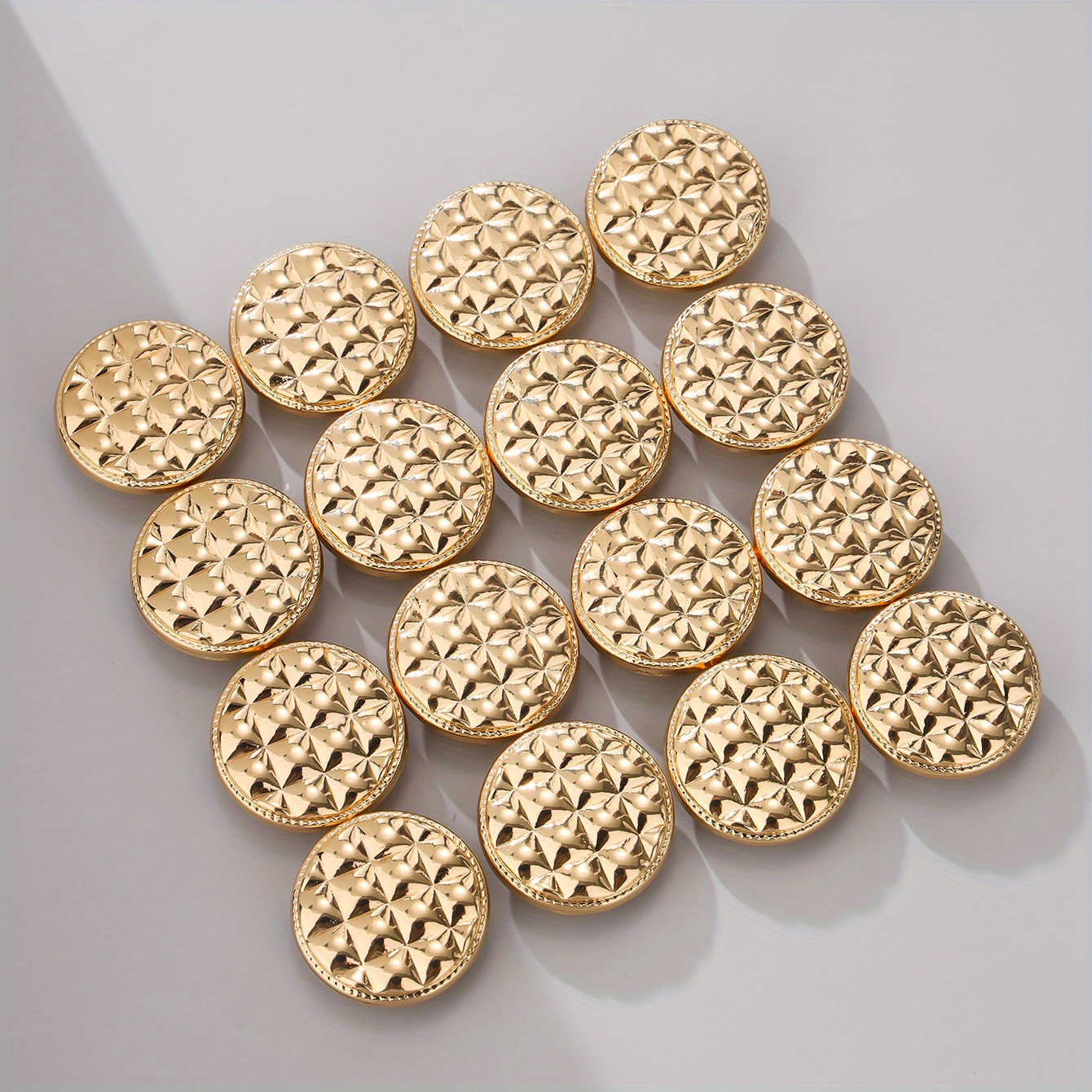 16pcs Golden Checkered Metal Button All Match Suit Coat Coat Cufflinks ...