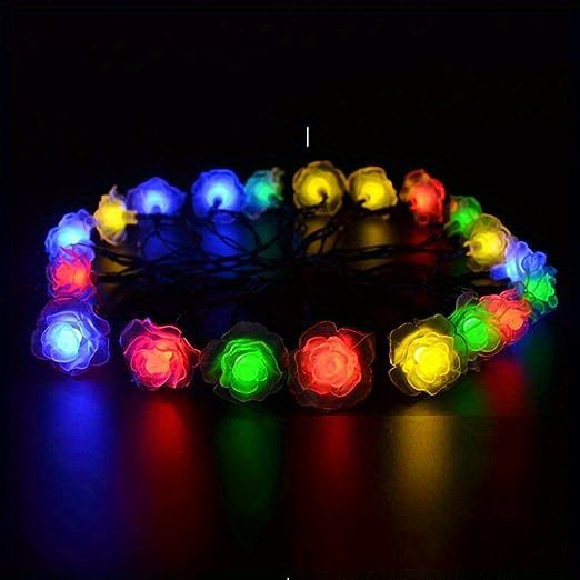 Solar Rose Led String Light Simulated Flower String Outdoor - Temu