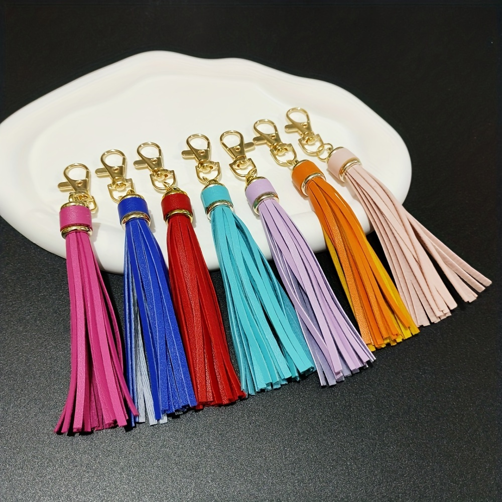 Pu Leather Tassel Keychain Backpack Purse Accessories Girls - Temu ...