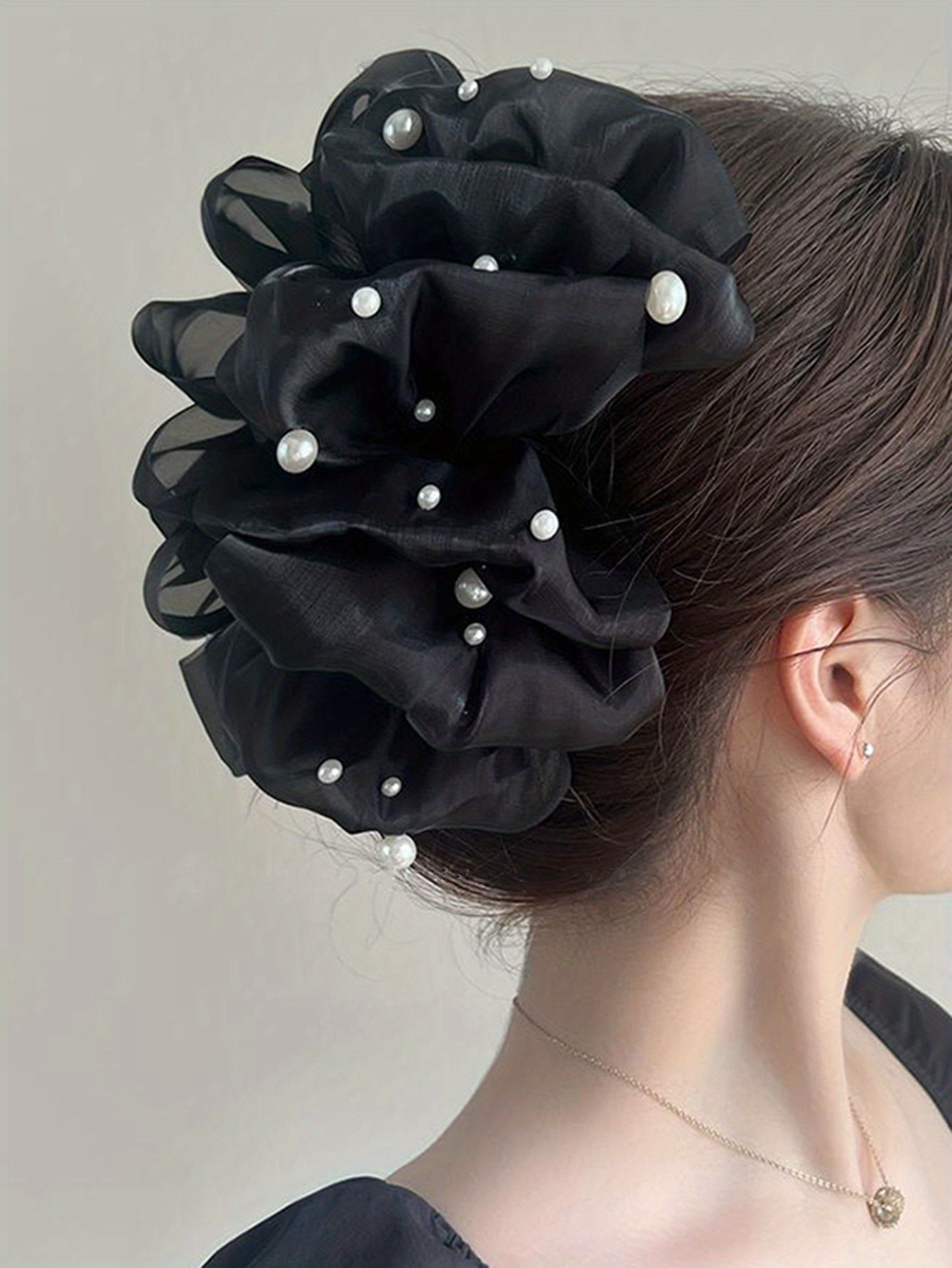 black bubble mesh pearl grab clip elegant multi layer - Temu New Zealand