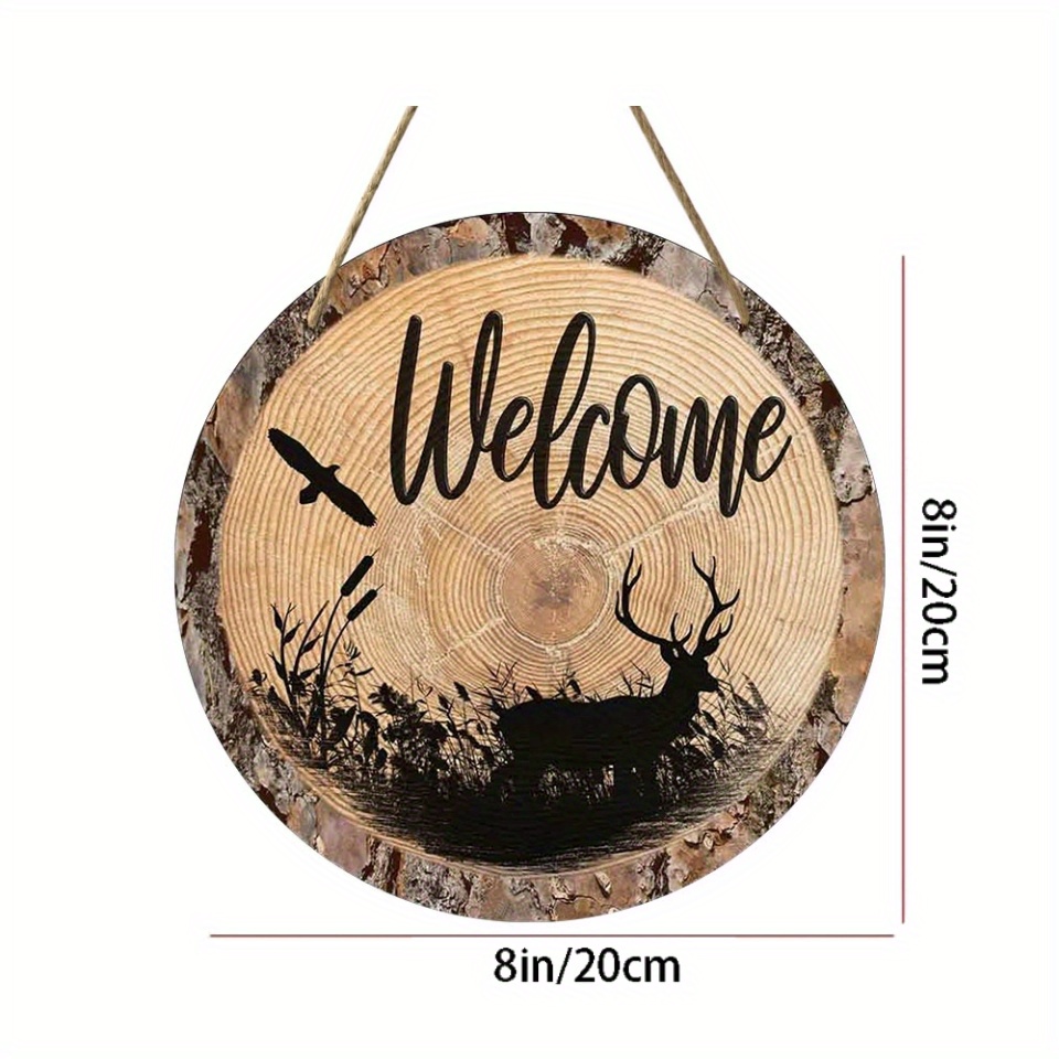 Wood Painting Welcome Log Circular Sign Scene Decor - Temu New Zealand