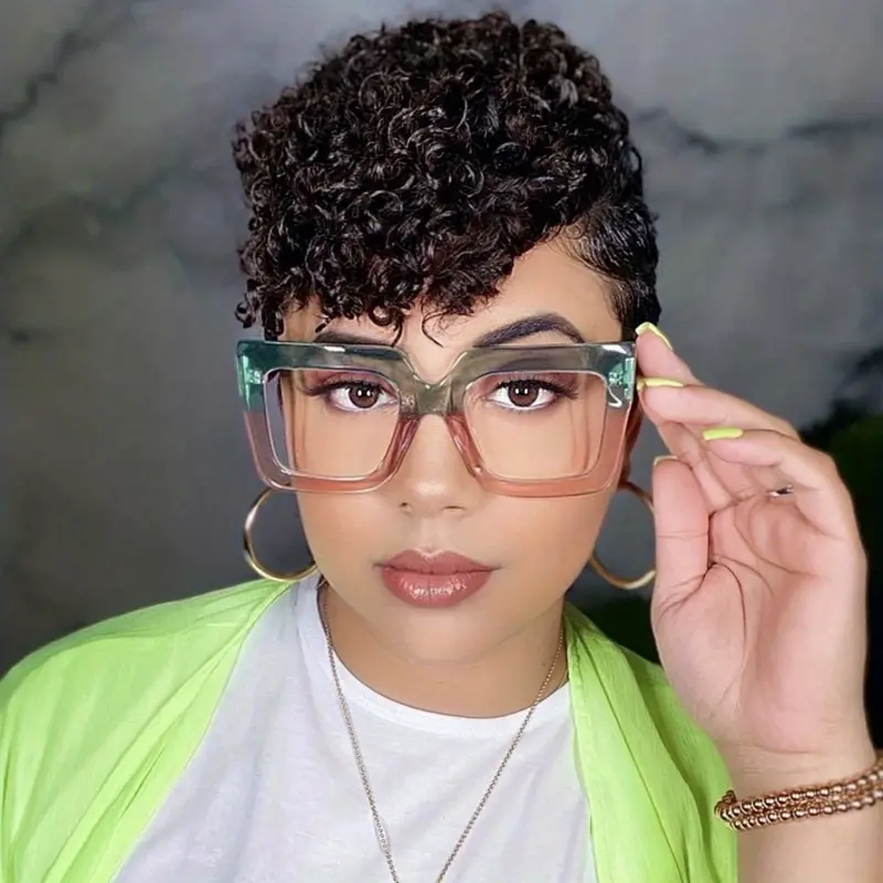 Blue Light Blocking Glasses Oversized Color Block Square Temu