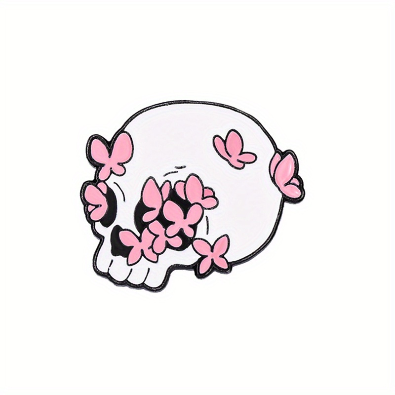 Skull Creative Brooches For Men, Red Heart-shaped Brain Butterfly Skull ...