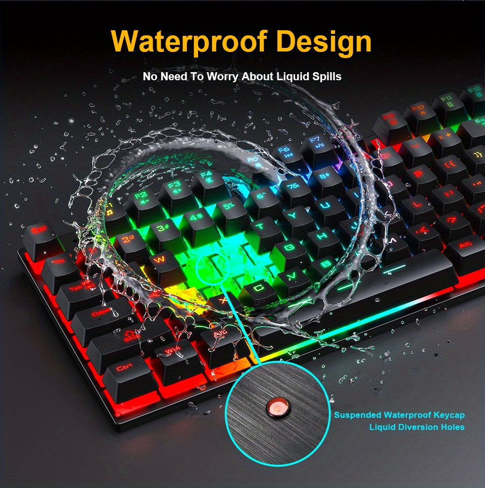 게임용 키보드 Rgb 백라이트 104 고무 키캡이 있는 유선 게이머 키보드 Pc 노트북용 인체공학적 Usb 키보드 장난감