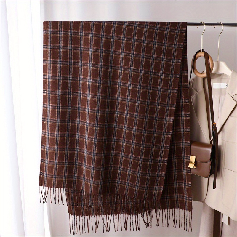 British Couple Scarf Thick Soft Warm Tassel Neck Scarf - Temu Canada