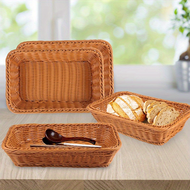 Poly wicker Bread Basket Woven Tabletop Food Fruit - Temu