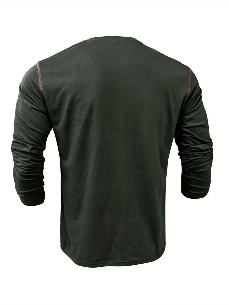 Retro Henley Shirt Mens Casual V Neck Pullover Long Sleeve Temu