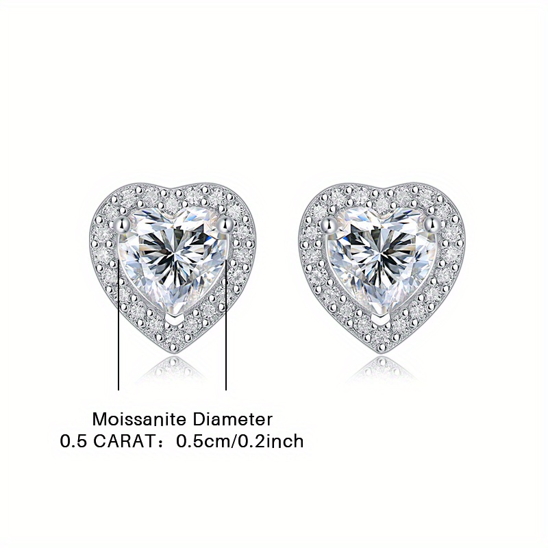 S925 Moissanite Heart Shaped Stud Earrings Men Couple Ear - Temu