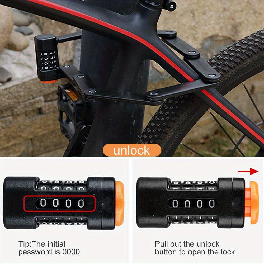 Folding Lock Portable Bicycle Lock Combination Lock Bracket - Temu Germany
