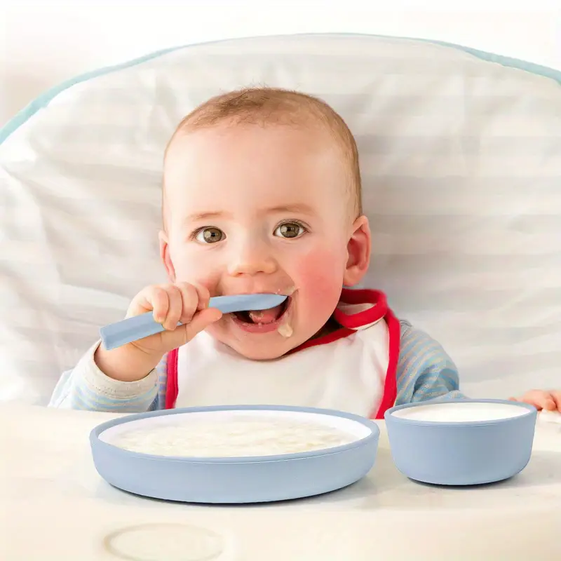 4個、ベビー 食器セット、シリコンプレート、ボウルシリコンスプーンとフォーク食器セット、幼児用、bpaフリー幼児用セルフ 食品グレード統合