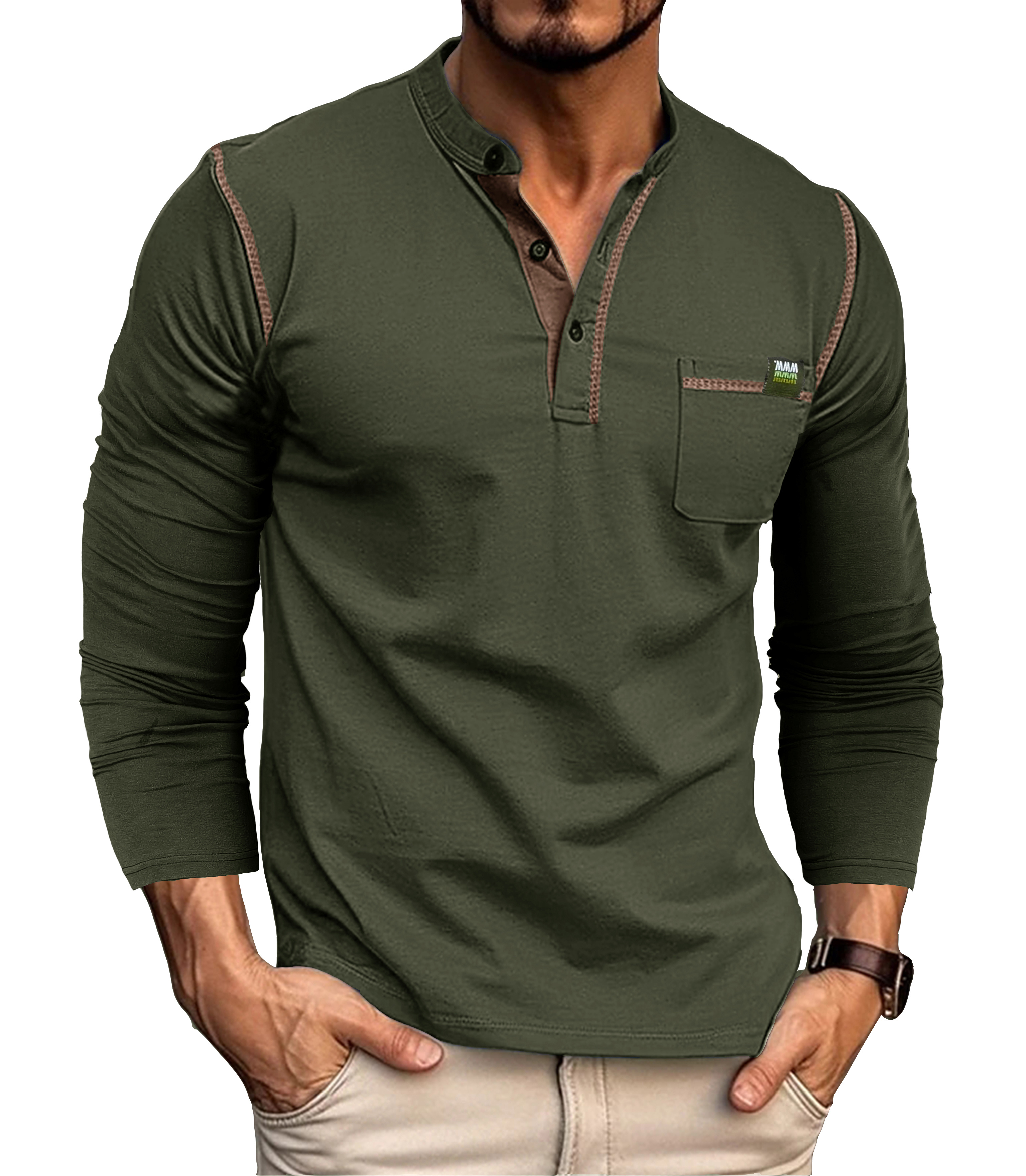 Retro Henley Shirt Mens Casual V Neck Pullover Long Sleeve Temu