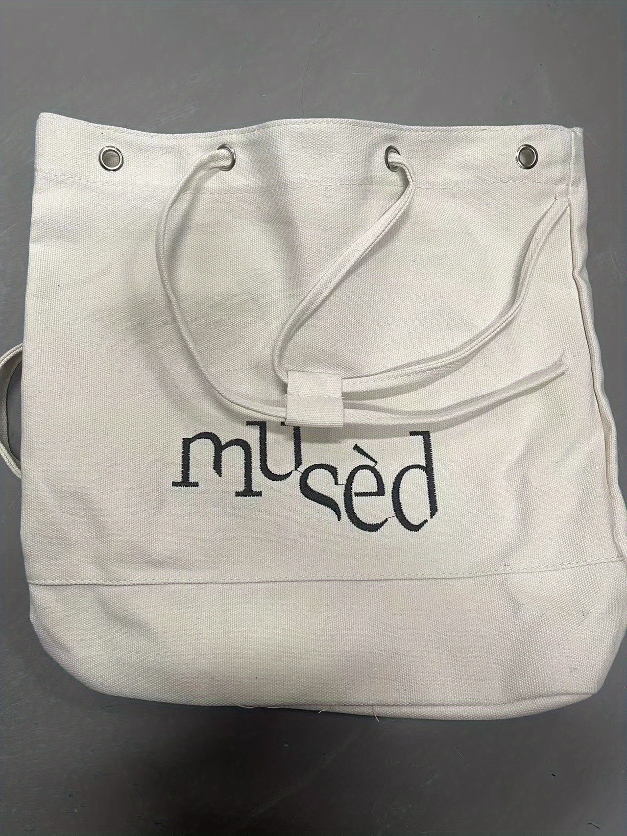 Vintage Letter Print Bucket Bag Retro Canvas Drawstring - Temu Canada