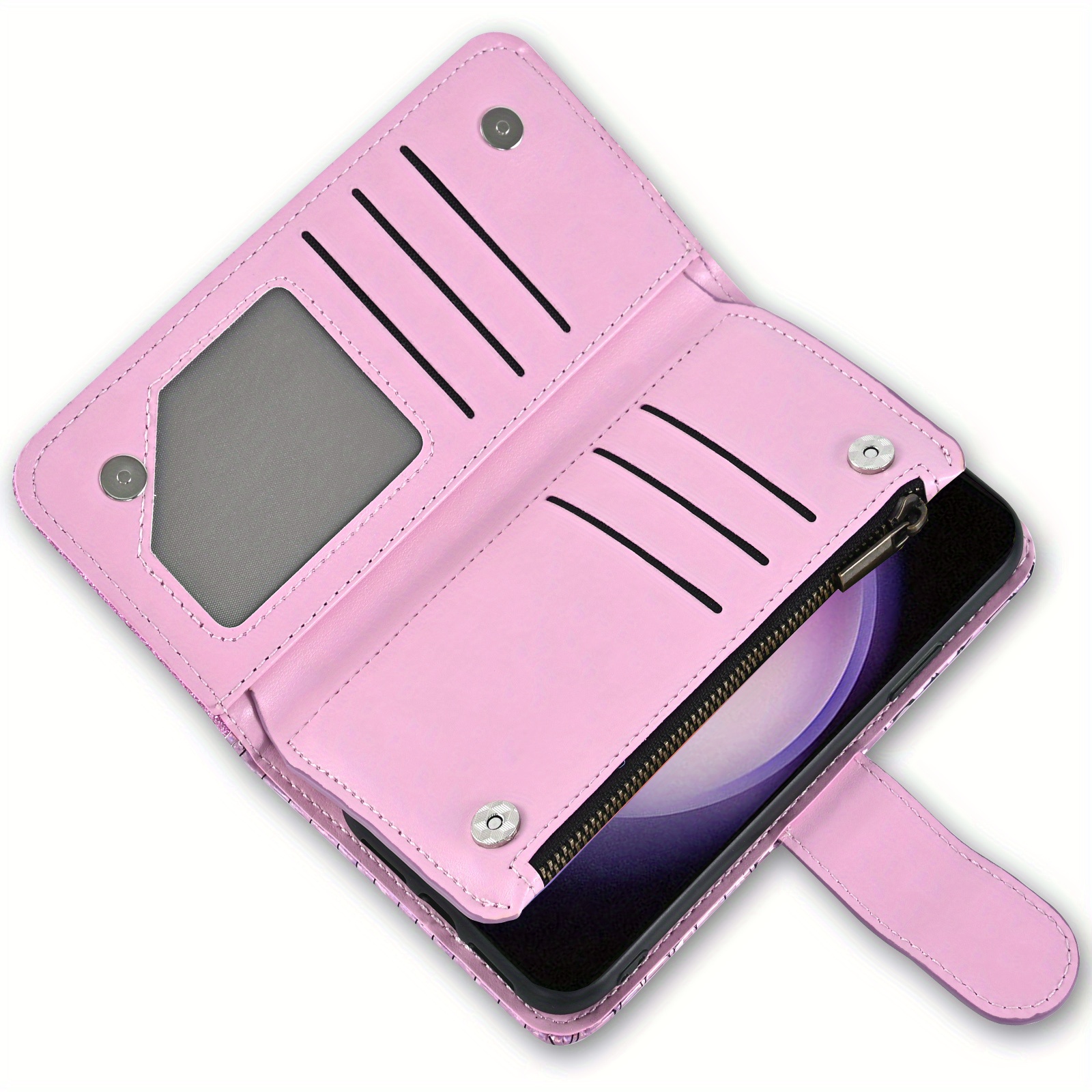 Glitter Zipper Wallet Phone Case Samsung Galaxy S23 S22 S21 - Temu Philippines