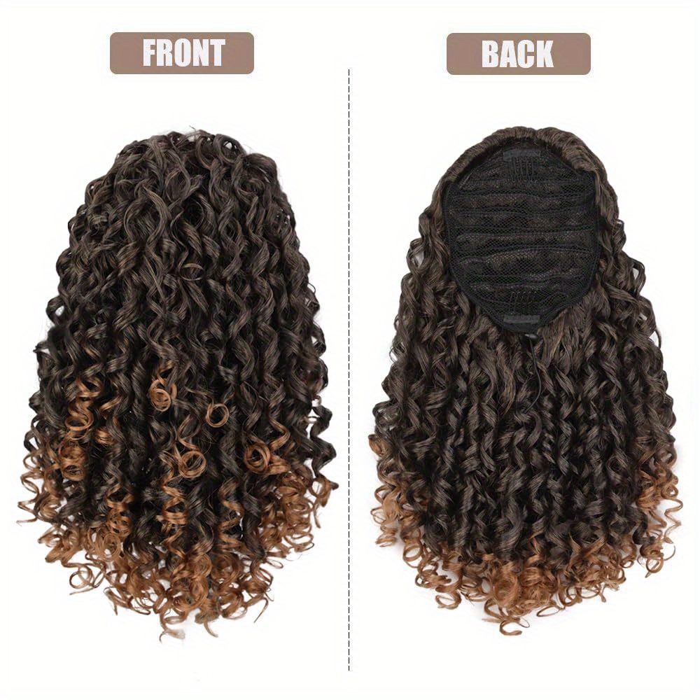 Ombre Brown Curly Ponytail Extension Drawstring Ponytails - Temu