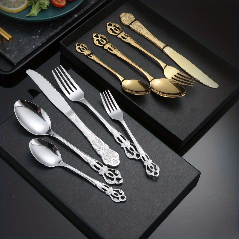 Vaisselle En Acier Inoxydable 5 Pièces Couteau À Manche - Temu France