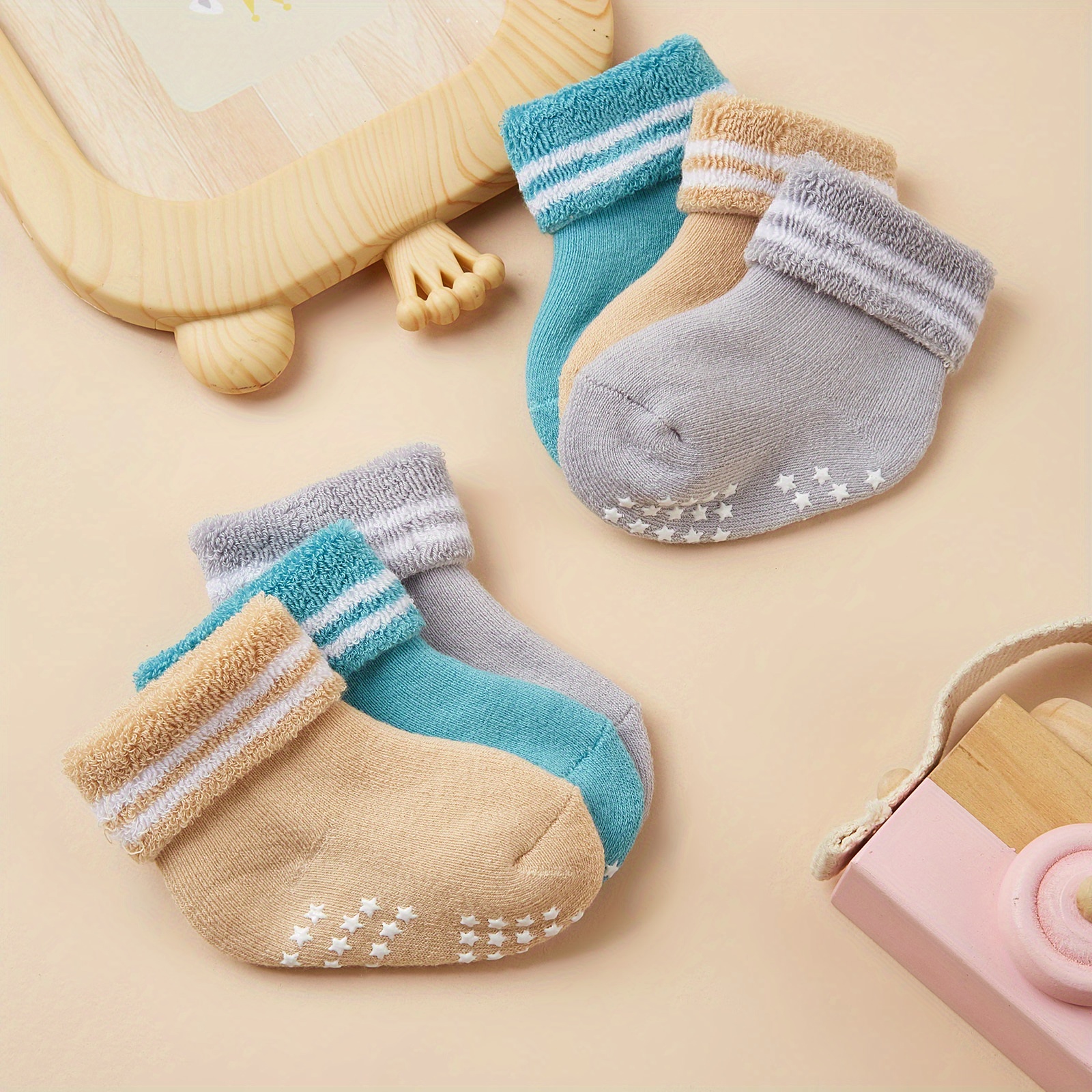 Newborn Baby Cotton Socks Warm Non slip Toddler Socks Baby 0 - Temu ...