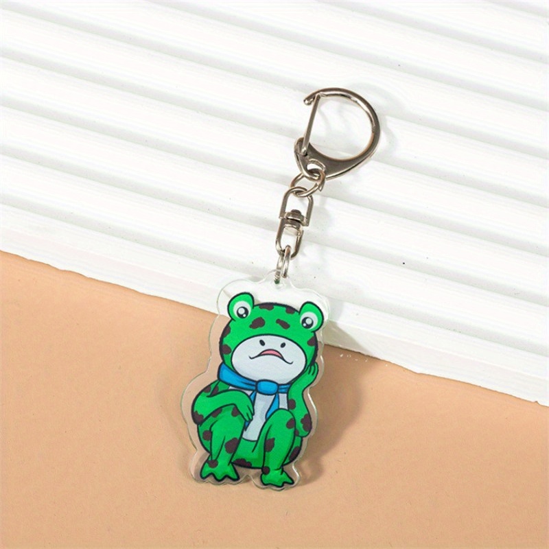 Cute Cartoon Frog Keychain Acrylic Animal Key Chain Ring - Temu Canada