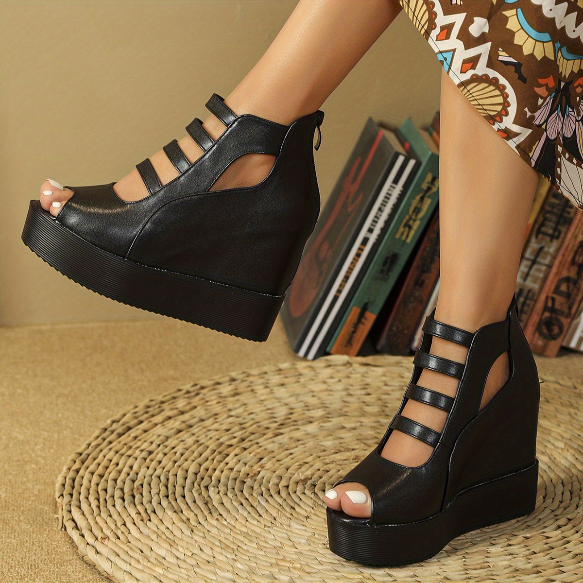 Damen sandalen Keilabsatz In Einfarbiger Ausführung Modische - Temu Austria