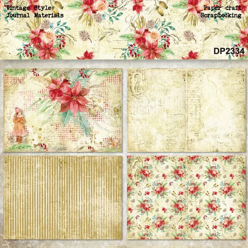 8pcs 큰 크리스마스 스타일 레인디어 포인세티아 레드 보우 노트 절단 가능한 Diy 종이 공예 재료 스크랩 Temu