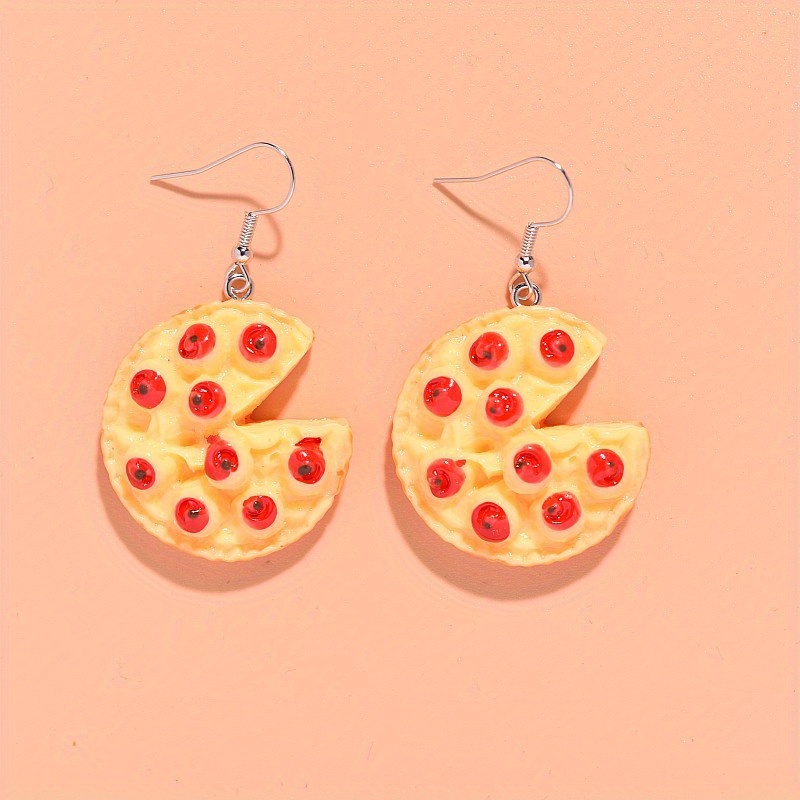 funny creative cute resin fruit pizza drop earrings men - Temu Australia