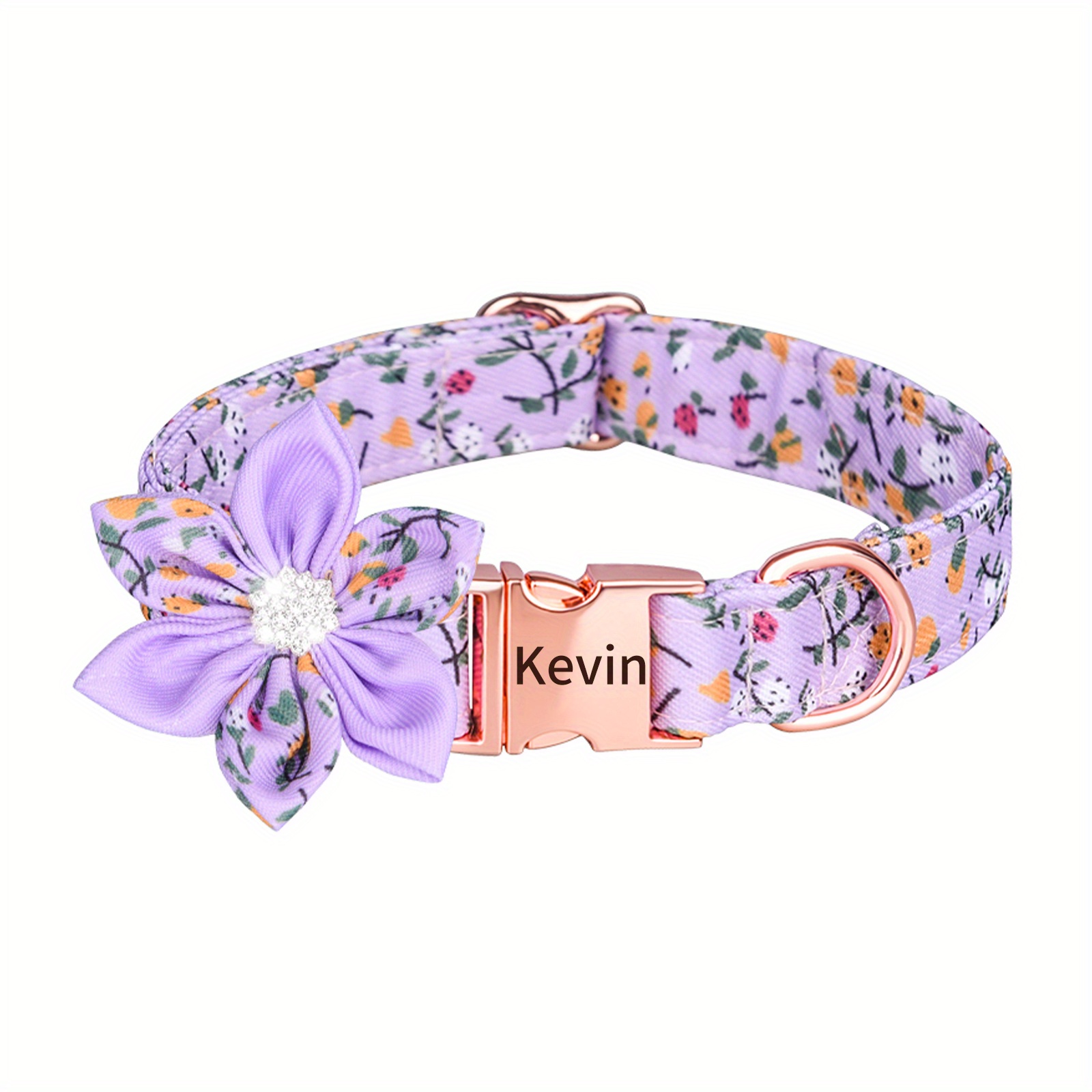 Personalized Six Flower Printed Dog Collar Engraved - Temu Portugal