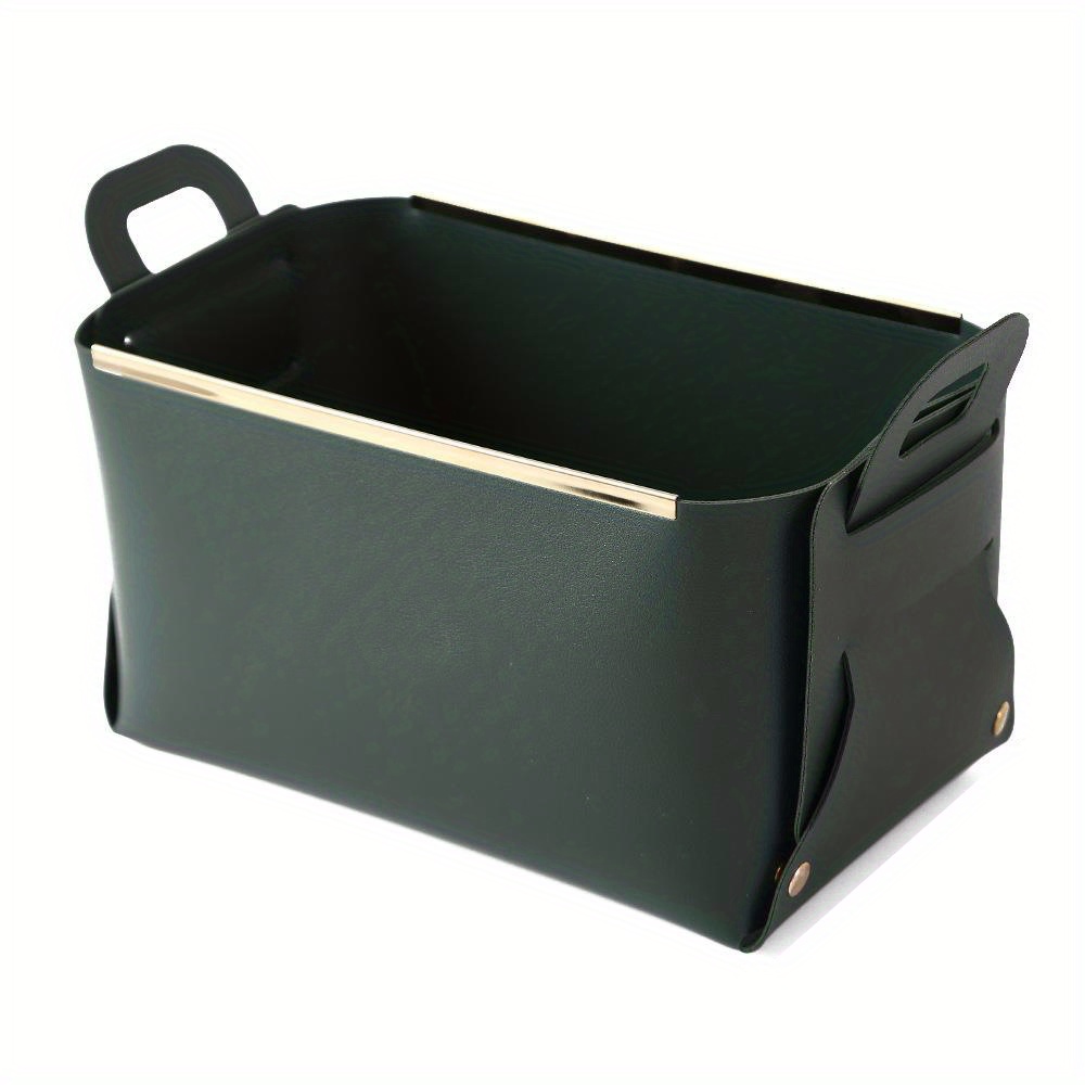 Desktop Pu Leather Storage Basket Foldable Storage Box - Temu Australia