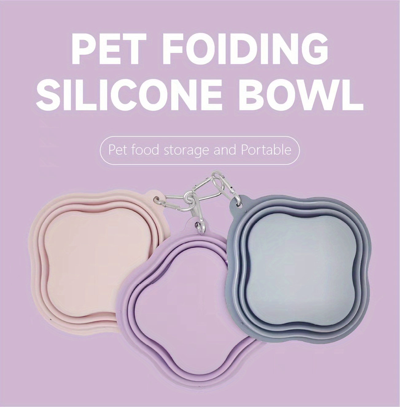 Collapsible Dog Double Bowl Portable Silicone Pet Food Water - Temu