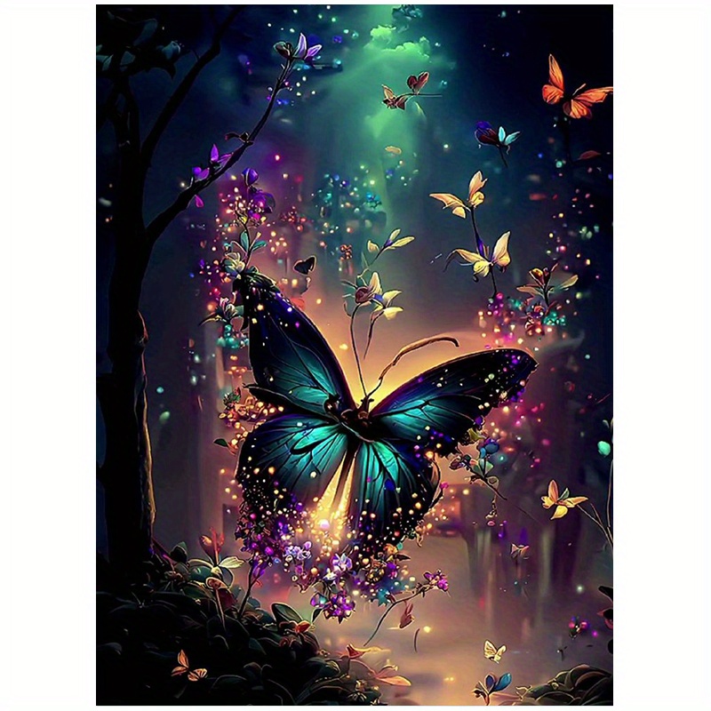 Diy 5d Artificial Diamond Painting Set Forest Butterfly - Temu United ...